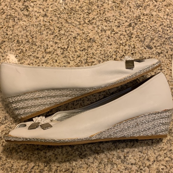 Prevata | Shoes | Prevata Italian Made Open Toe Wedge White Leather ...